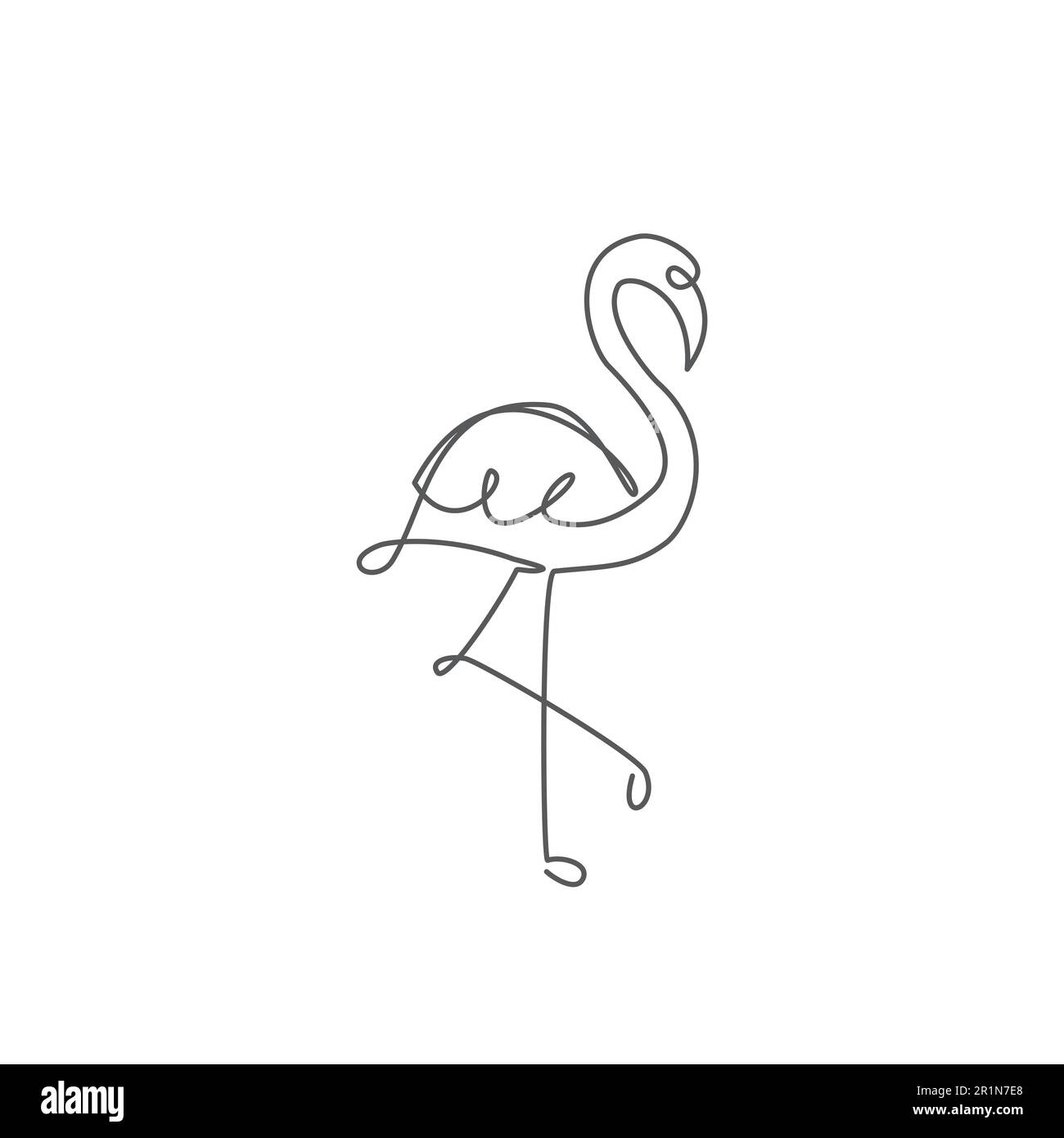 Flamingo One line drawing on white background Stock Vector Image & Art ...