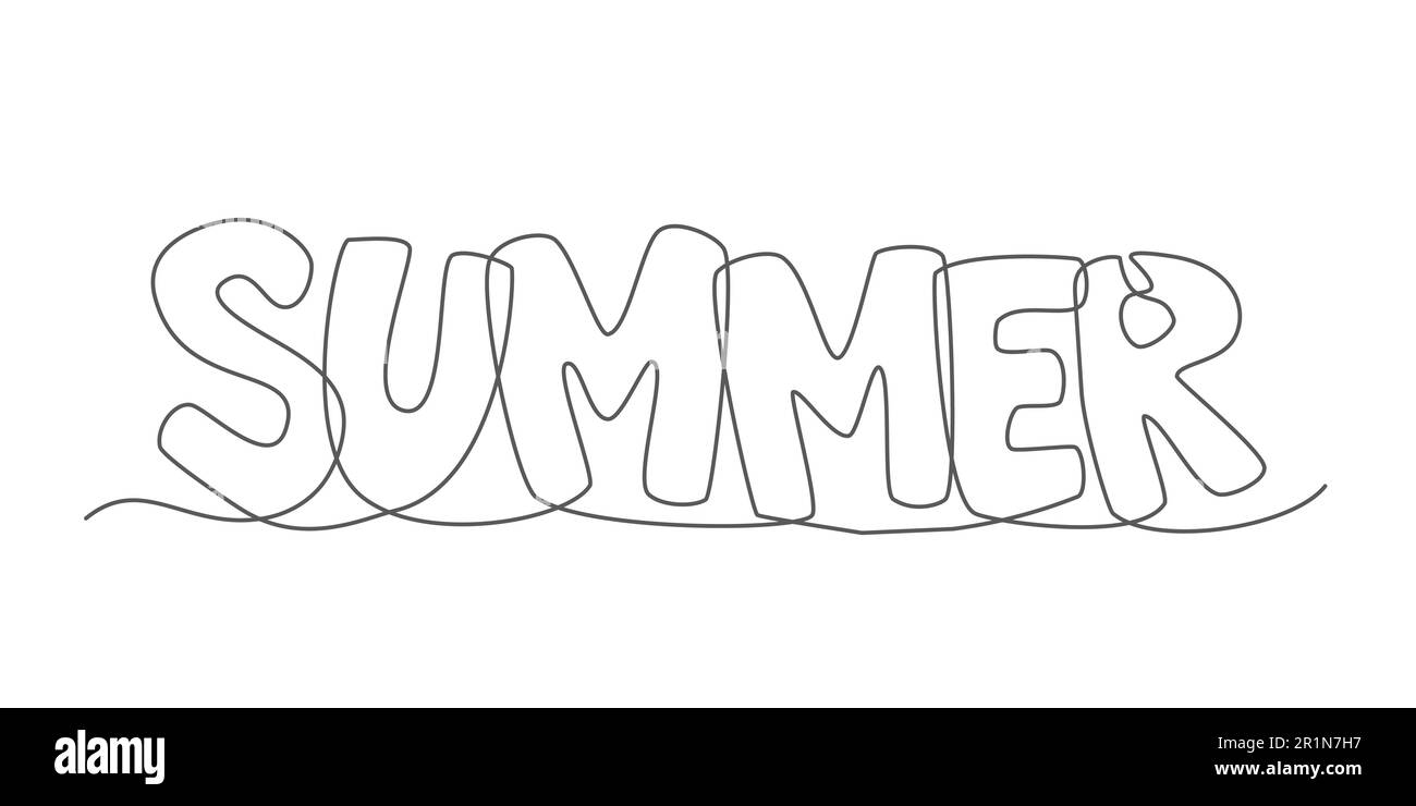 Summer One line drawing on white background Stock Vector Image & Art ...
