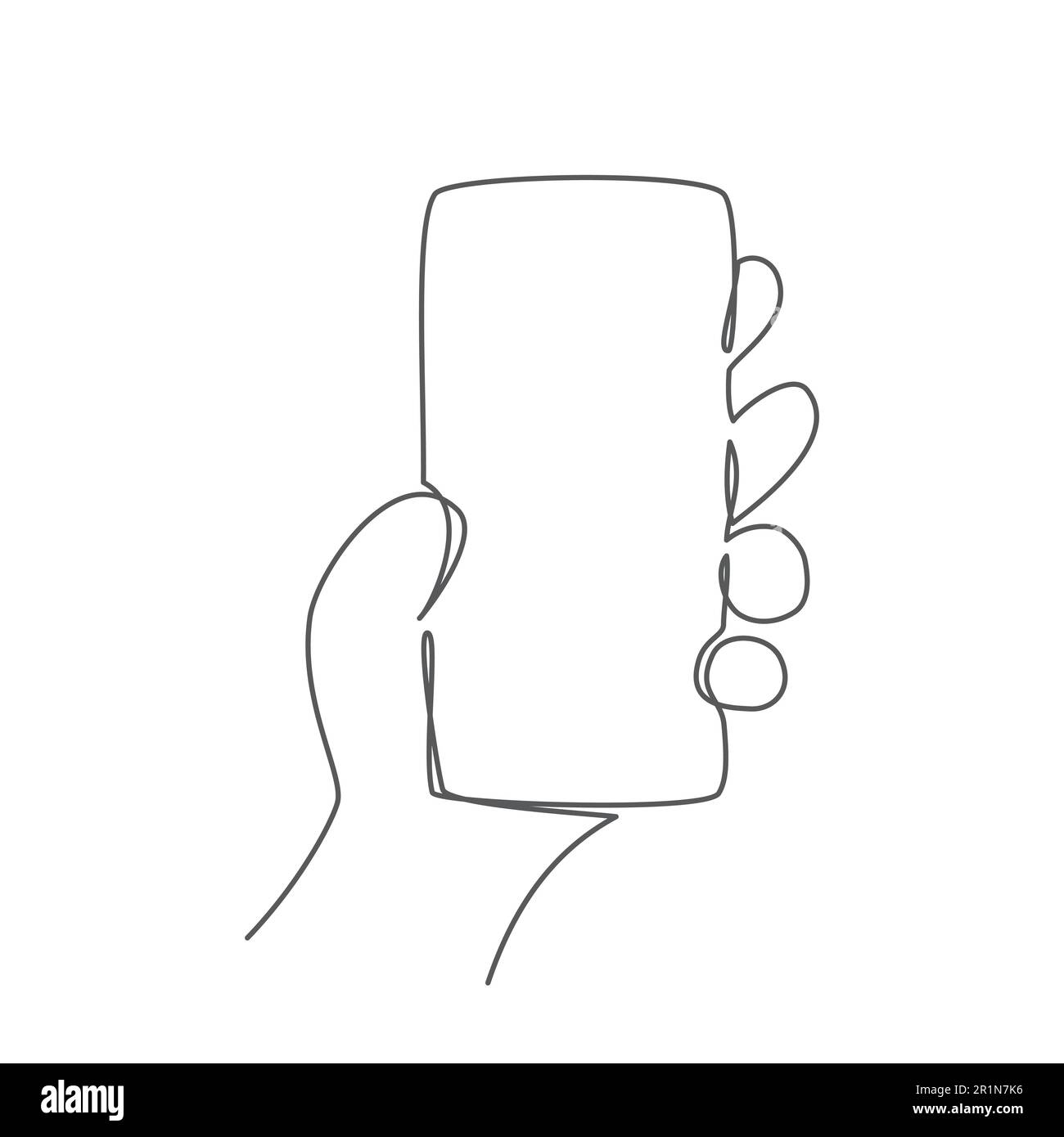 Telephone in hand One line drawing on white background Stock Vector ...