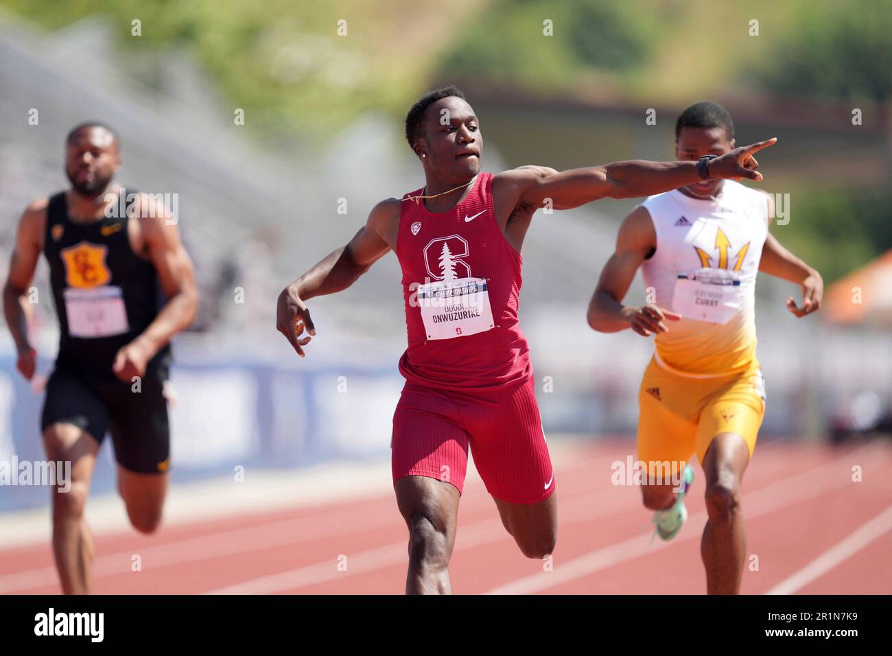 Udodi Onwuzurike of Stanford wins the 200m in 19.91 during the Pac-12 ...