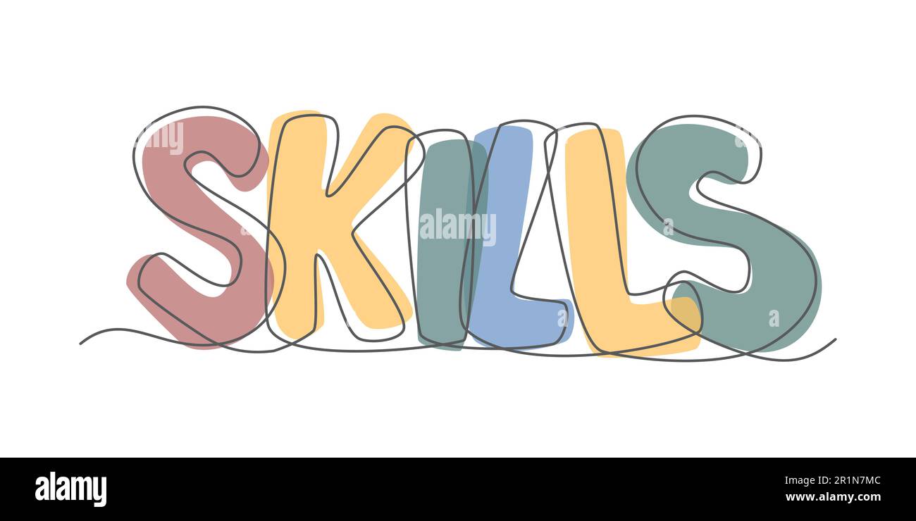 Skills One line drawing on white background Stock Vector Image & Art ...
