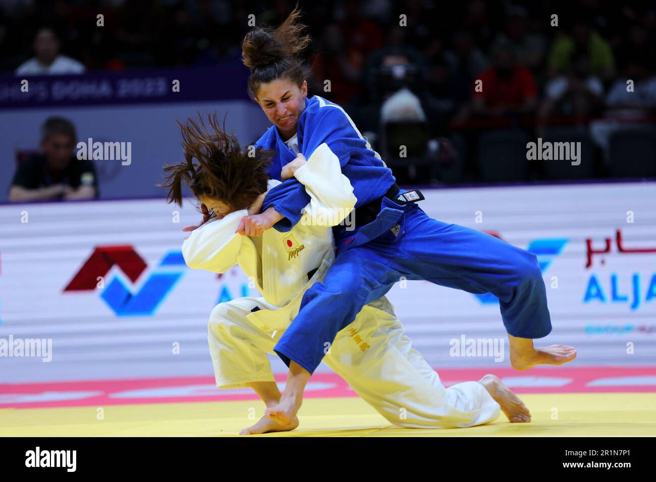 Ali Bin Hamad Al Attiyah Arena, Doha, Qatar. 14th May, 2023. (L-R) Momo Tamaoki (JPN), Eteri ...