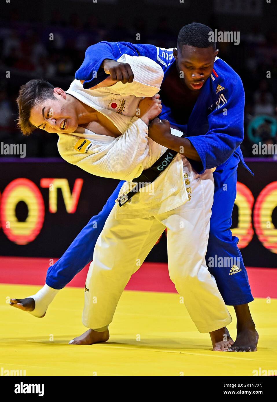 Doha. 14th May, 2023. Tajima Goki (L) of Japan competes against Maxime ...