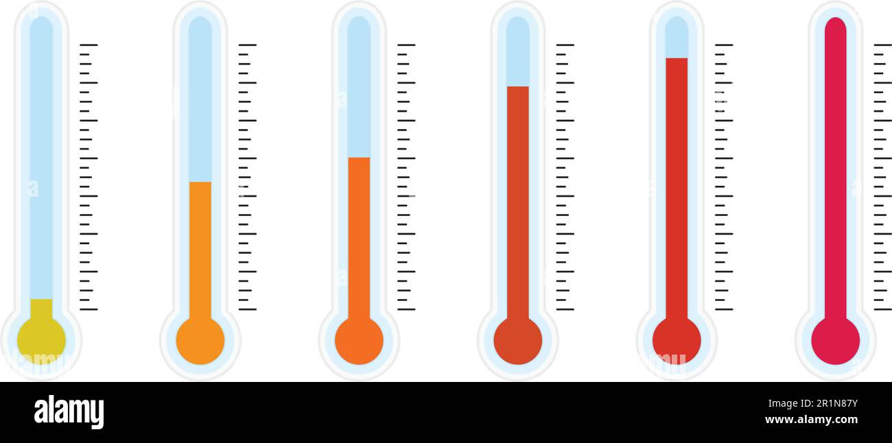 Thermometer collection with high temperature, hot and hotter animation ...