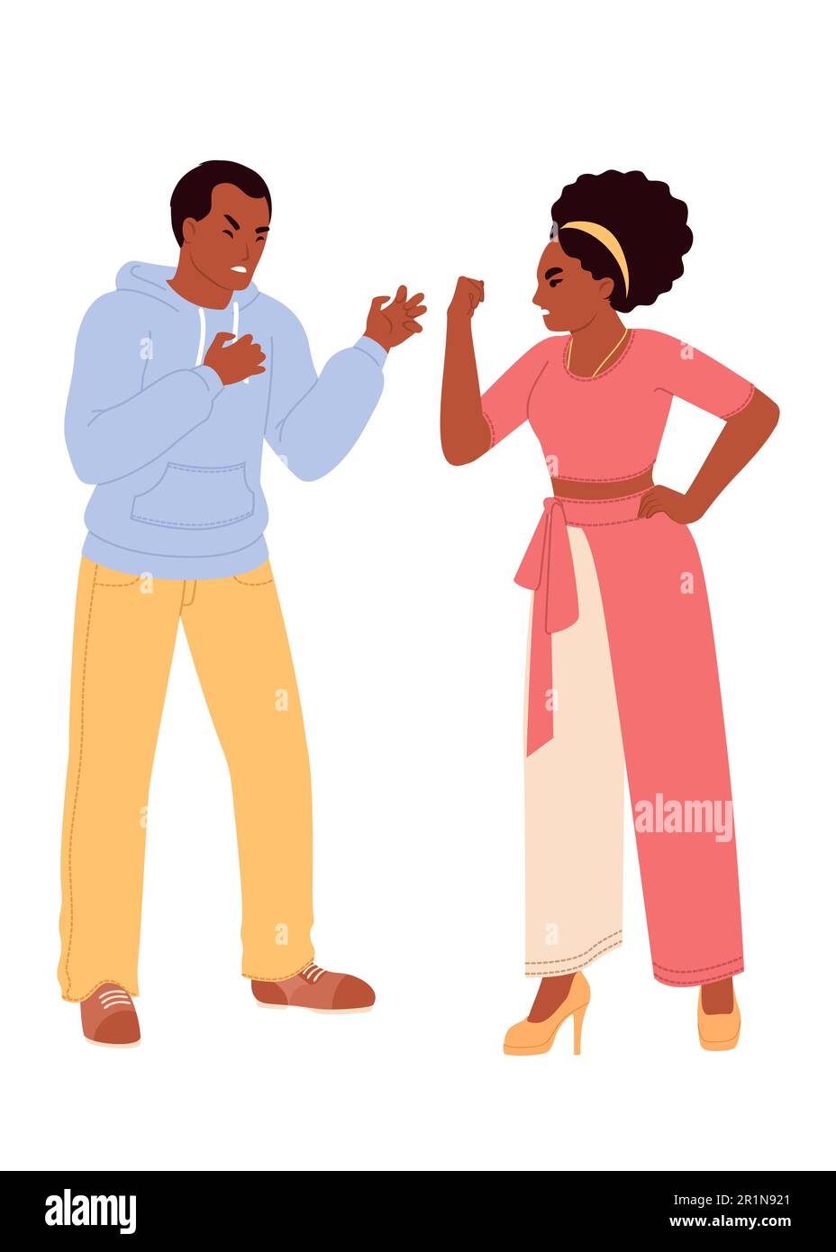 Family conflict vector illustration wife and husband quarrelling Stock ...