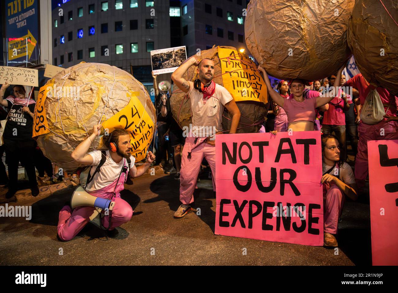 Tel Aviv, Israel. 13th May, 2023. Anti-reform "Pink front" members ...