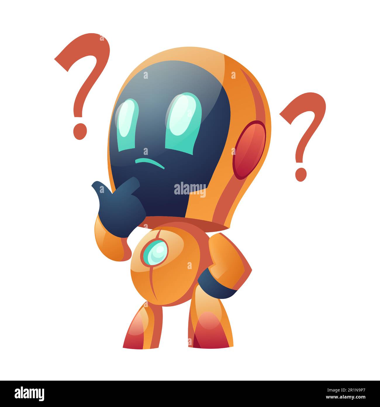 Chatbot with question marks, thoughtful ai robot faq customer support ... Chatbot with question marks, thoughtful ai robot faq customer support ...