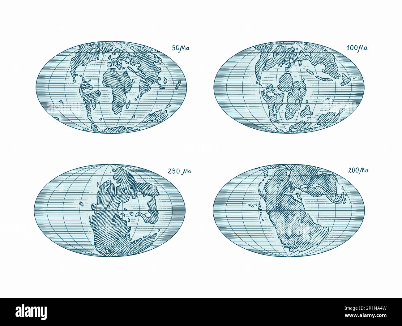 Plate tectonics on the planet Earth. Pangaea. Continental drift ...