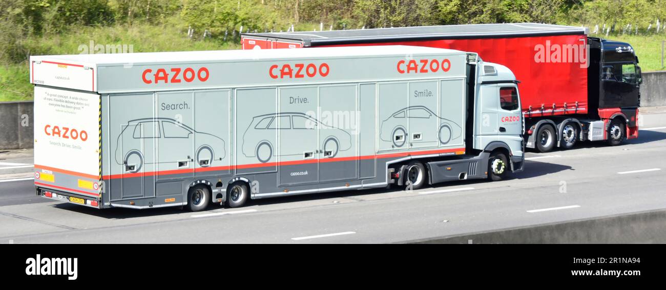 Cazoo enclosed car delivery transporter trailer & hgv lorry truck ...