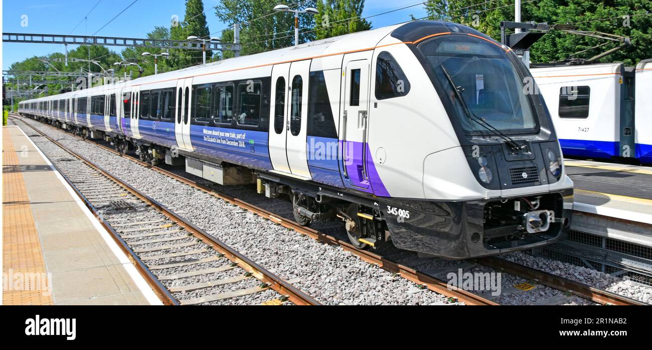 Crossrail train class 345 Elizabeth Line passenger all station service ...
