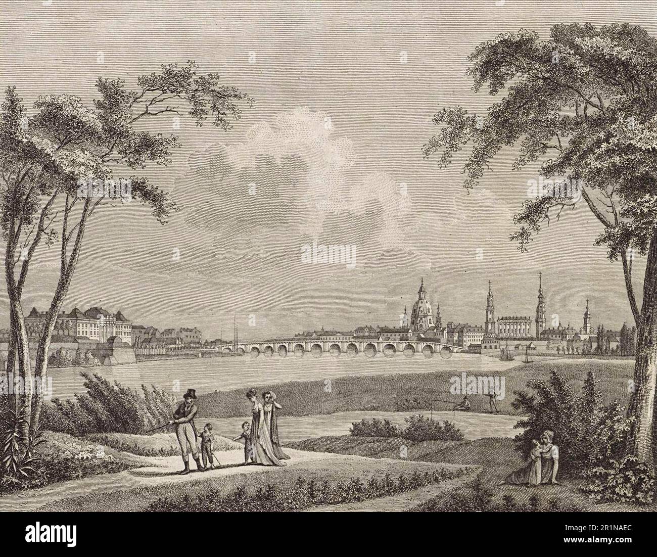 View of Dresden around 1751, Saxony, Germany, Historic, digitally ...
