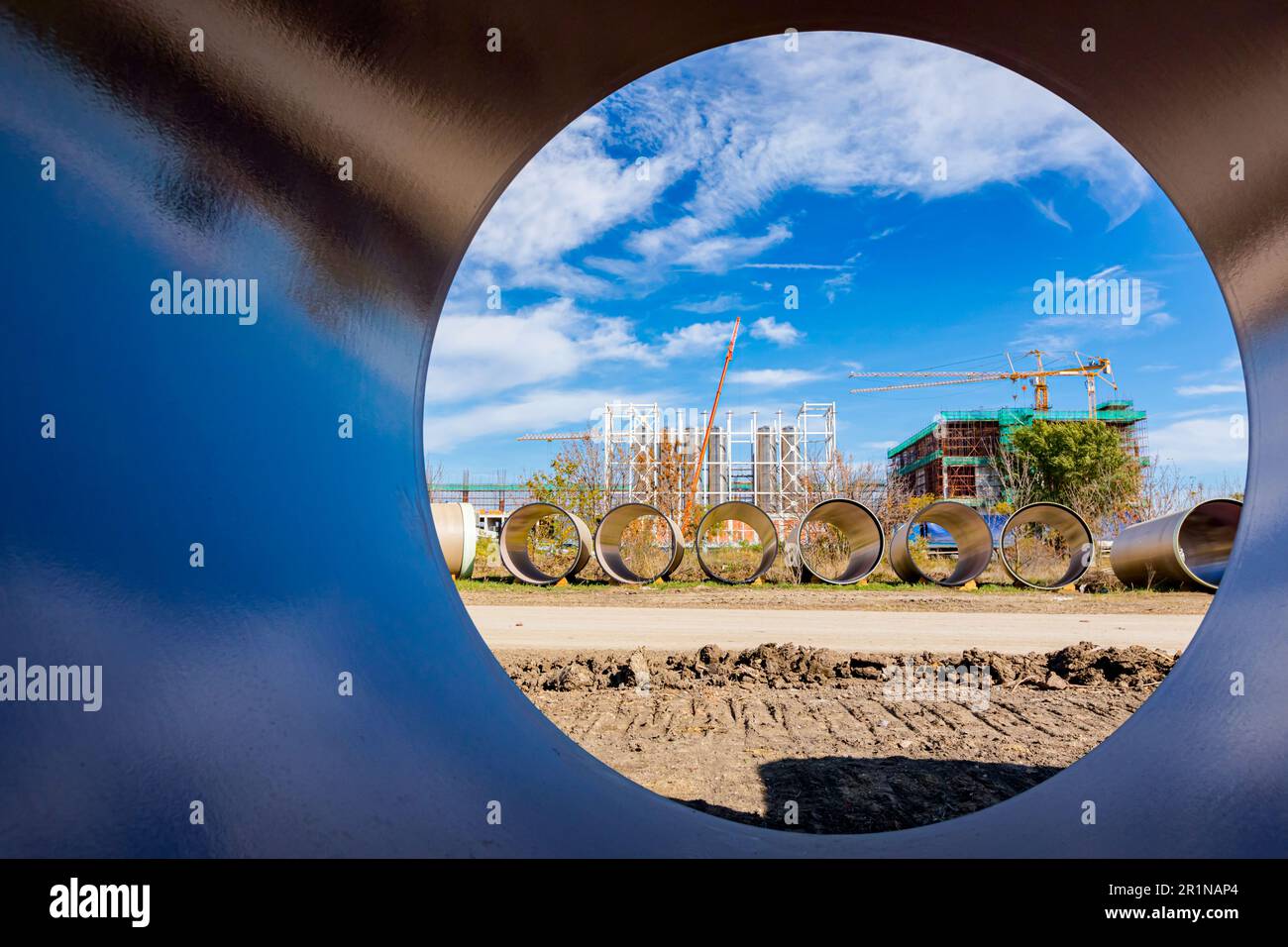 Perspective view trough concrete pipe, with shine durable ceramic glaze ...