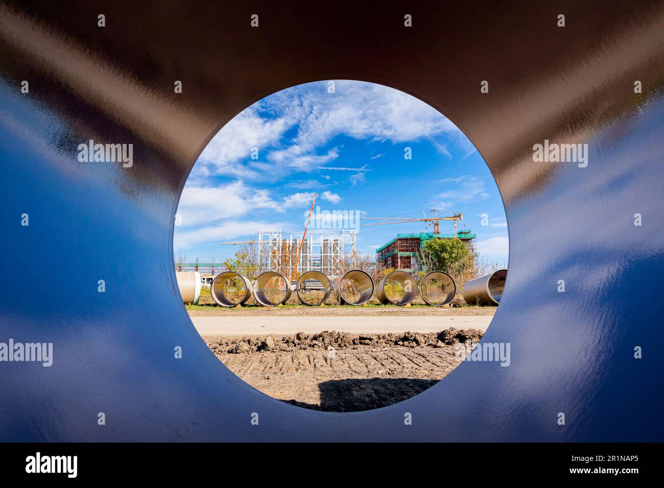 Perspective view trough concrete pipe, with shine durable ceramic glaze ...
