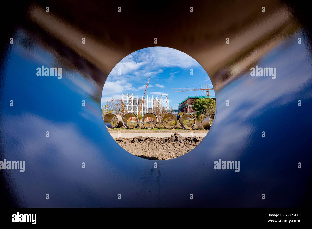 Perspective view trough concrete pipe, with shine durable ceramic glaze ...