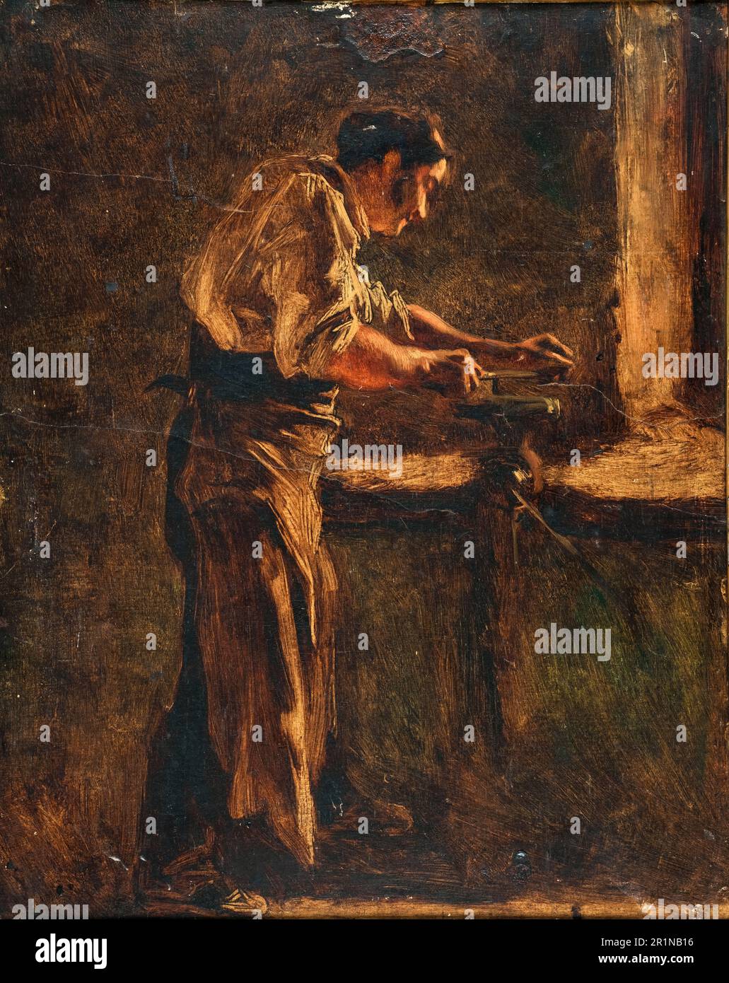 Aime Morot, The Blacksmith, stage of creation sketch, painting before ...
