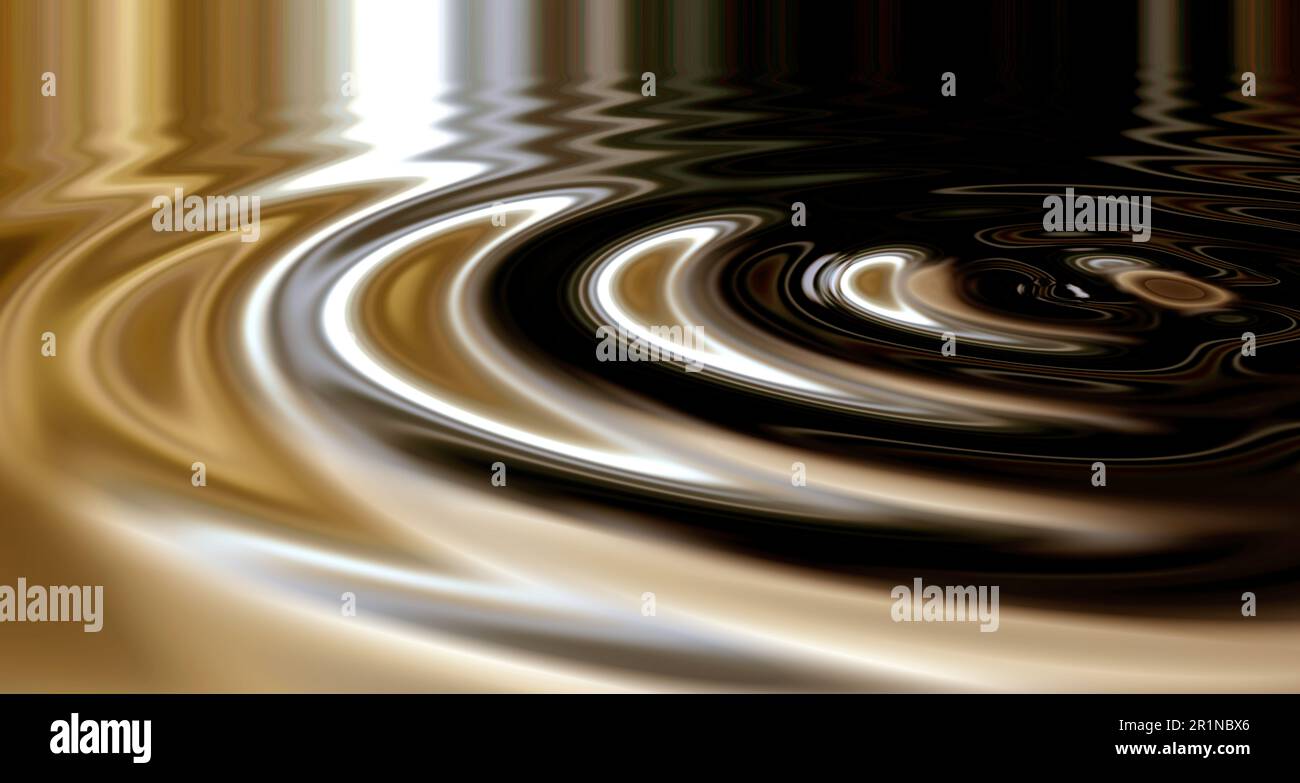 3D wallpaper of liquid ripples or silver shiny circular lines with a ...
