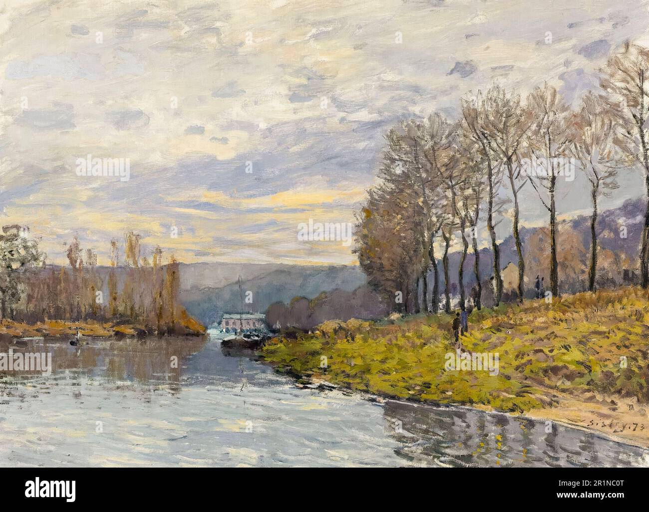 Alfred Sisley, La Seine À Bougival, landscape painting 1873 Stock Photo ...