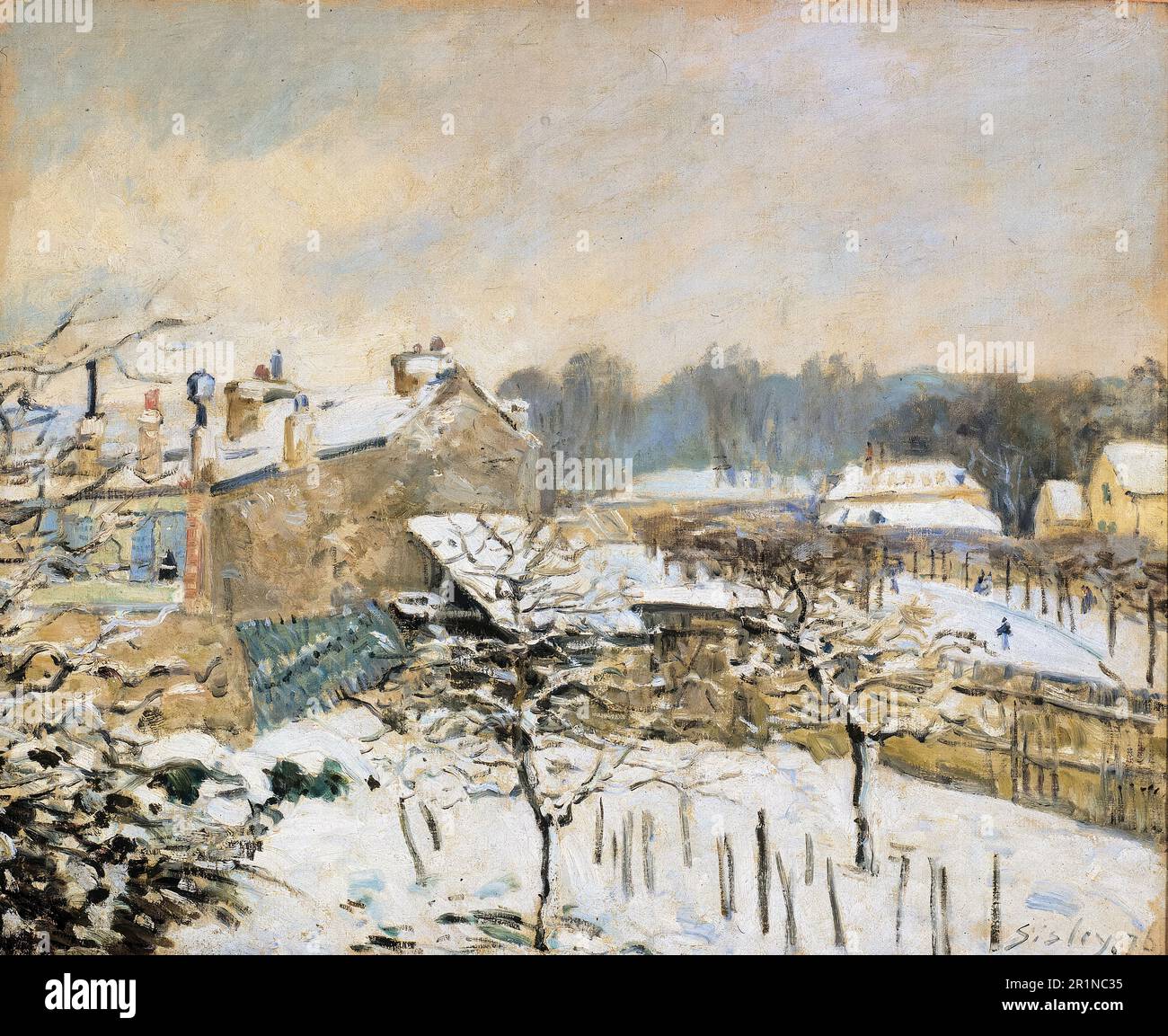 Alfred Sisley, Snow effect in Louveciennes, landscape painting 1876 ...