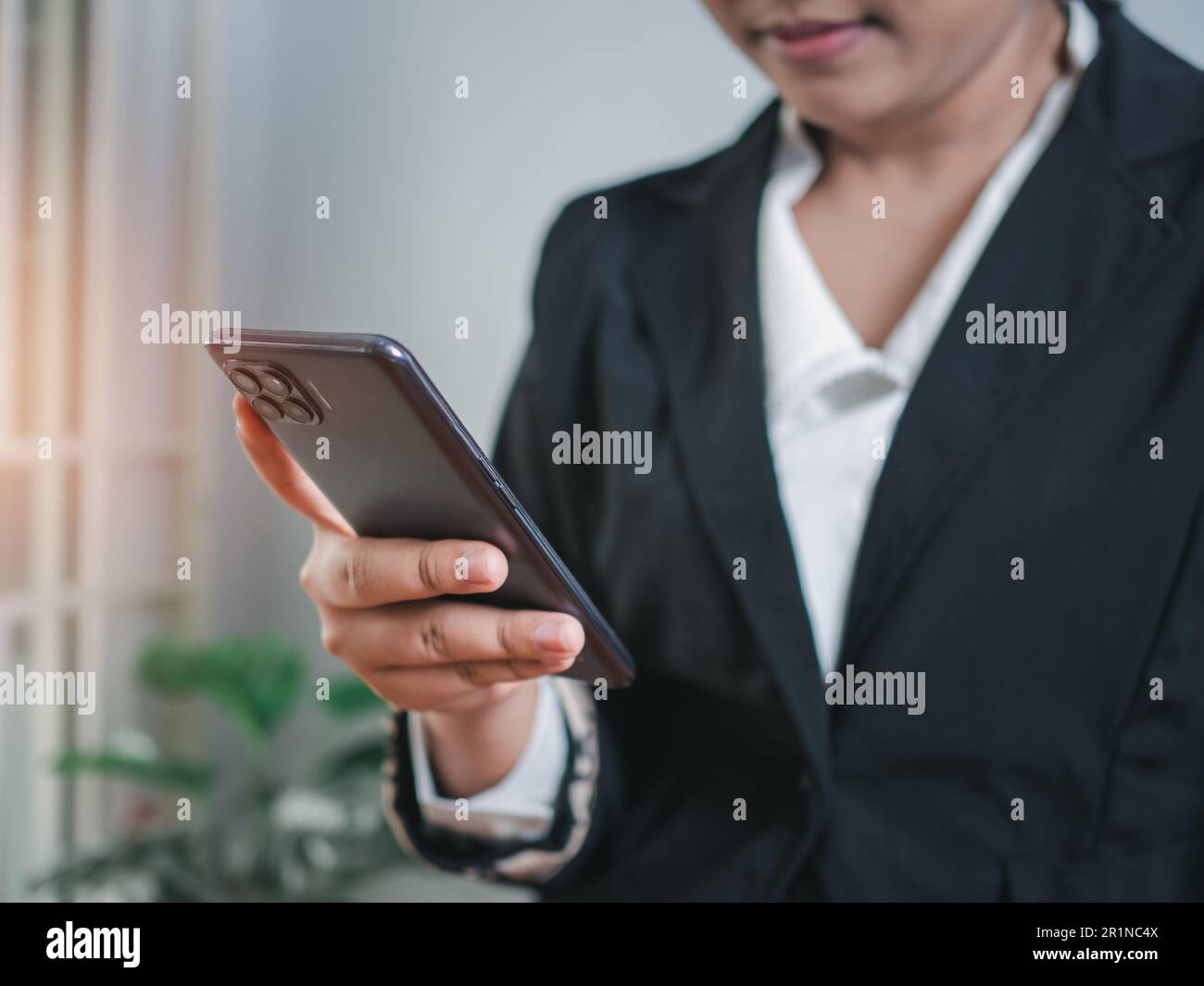 Business woman hand using smartphone typing live chat chatting on ...