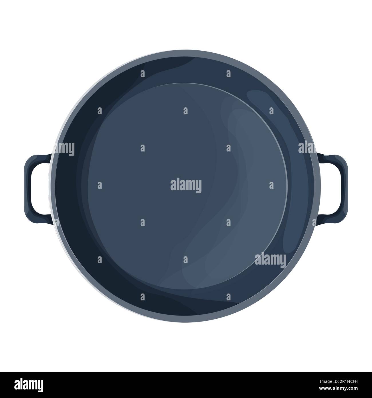 Wok frying pan, empty cookware bowl top view in cartoon style. Steel ...