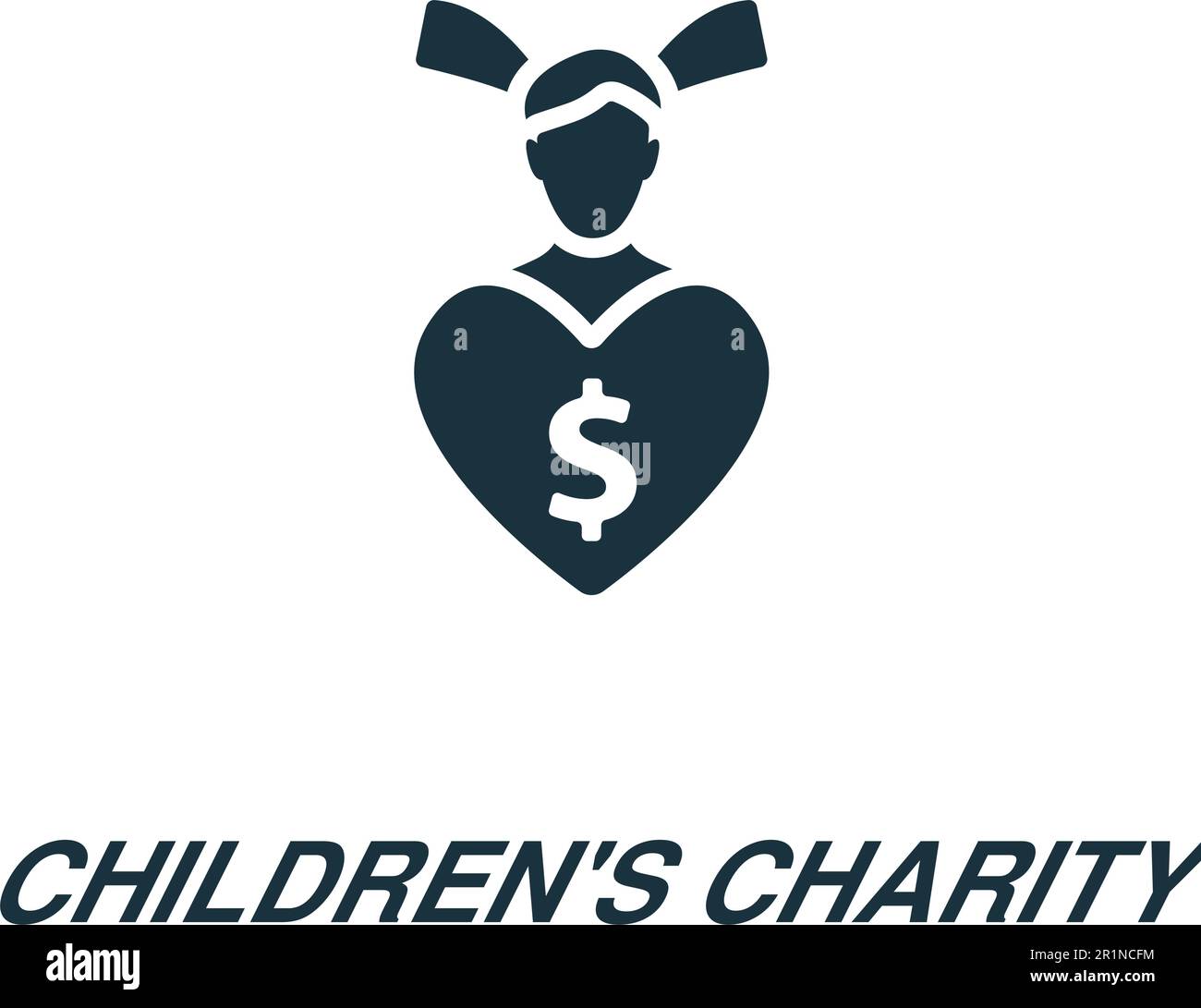 Children's charity icon. Monochrome simple sign from charity and non ...