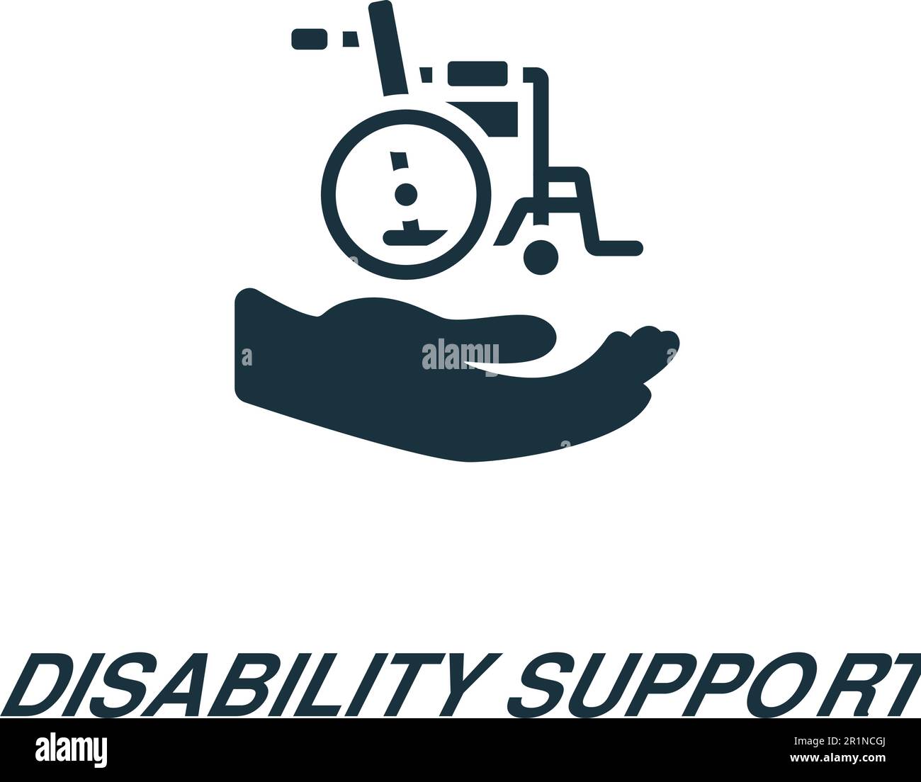 Disability support icon. Monochrome simple sign from charity and non ... Disability support icon. Monochrome simple sign from charity and non ...