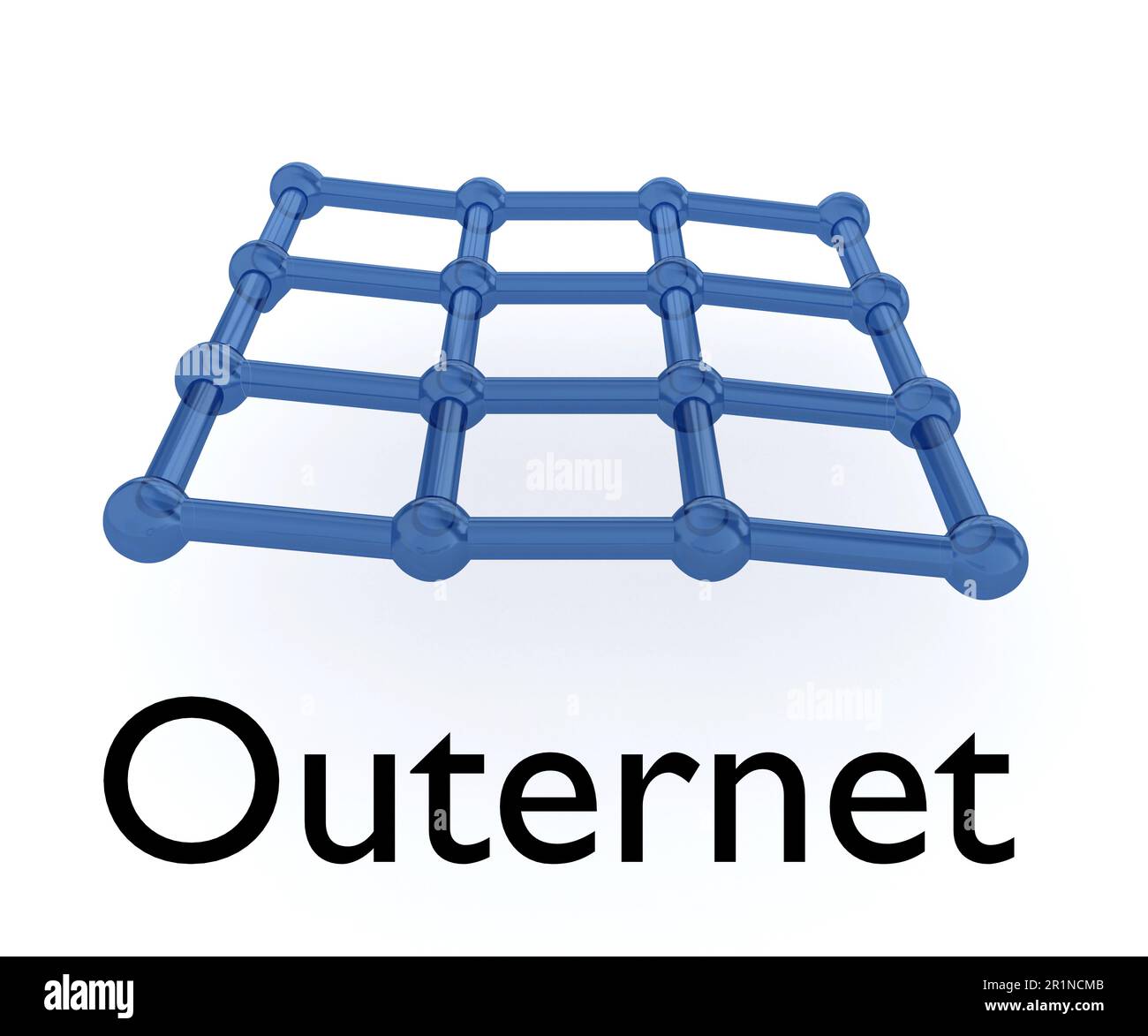 3D illustration of a blue network, symbolizing a communication network ...