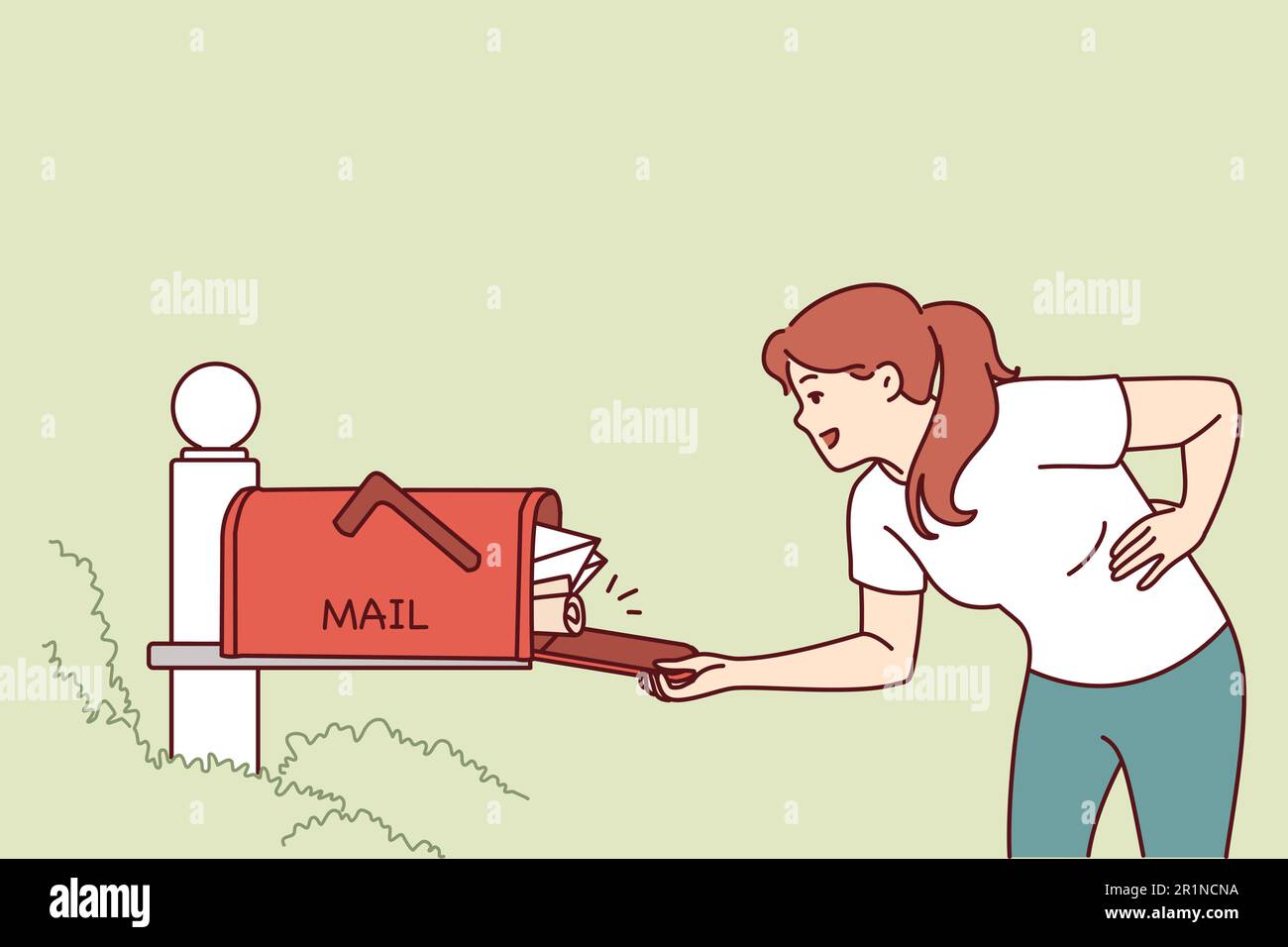 Happy girl checks email Stock Vector Images - Alamy