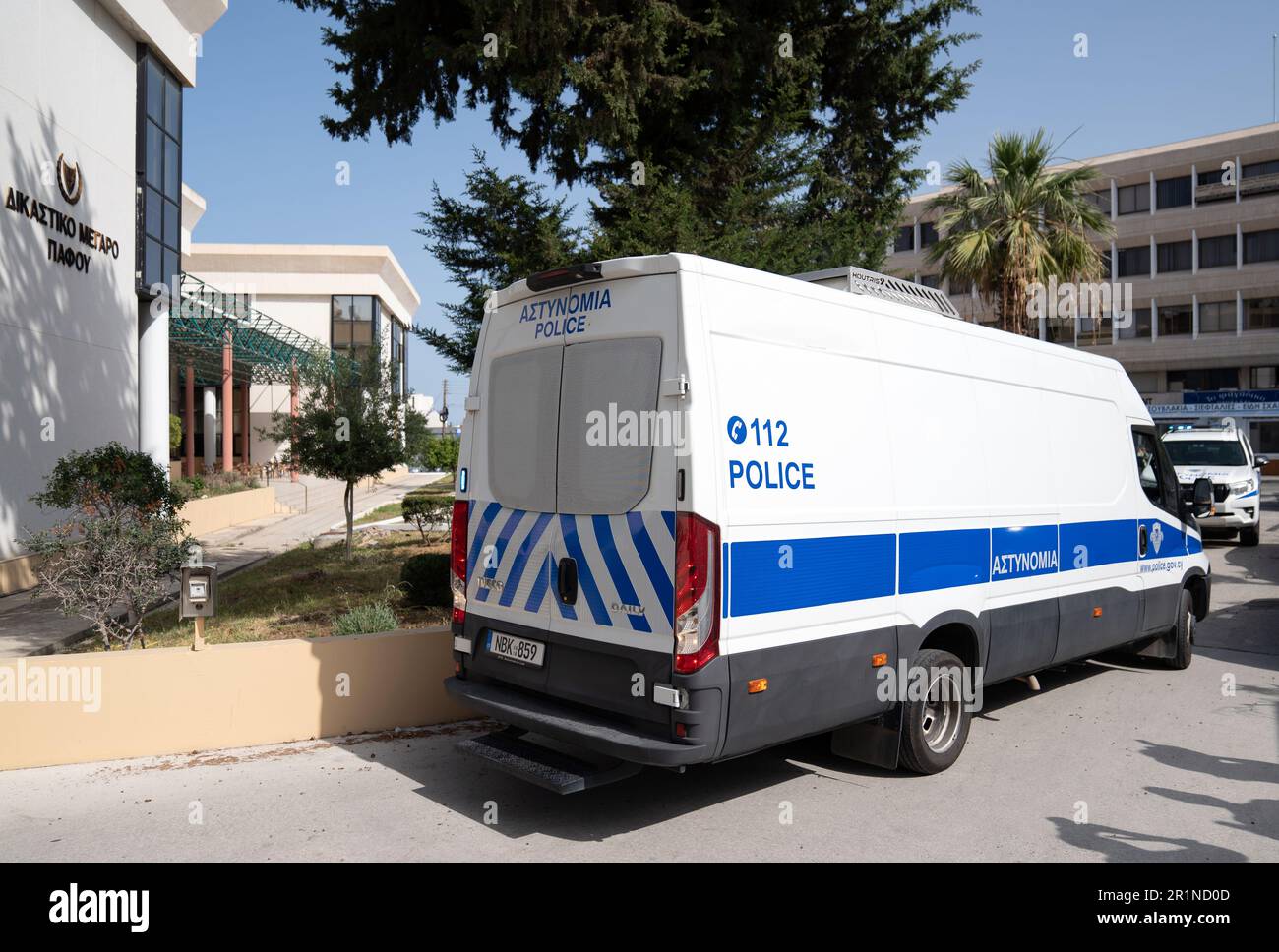 Custody vans arrive at Paphos District Court in Cyprus where David Hunter, from Northumberland ...