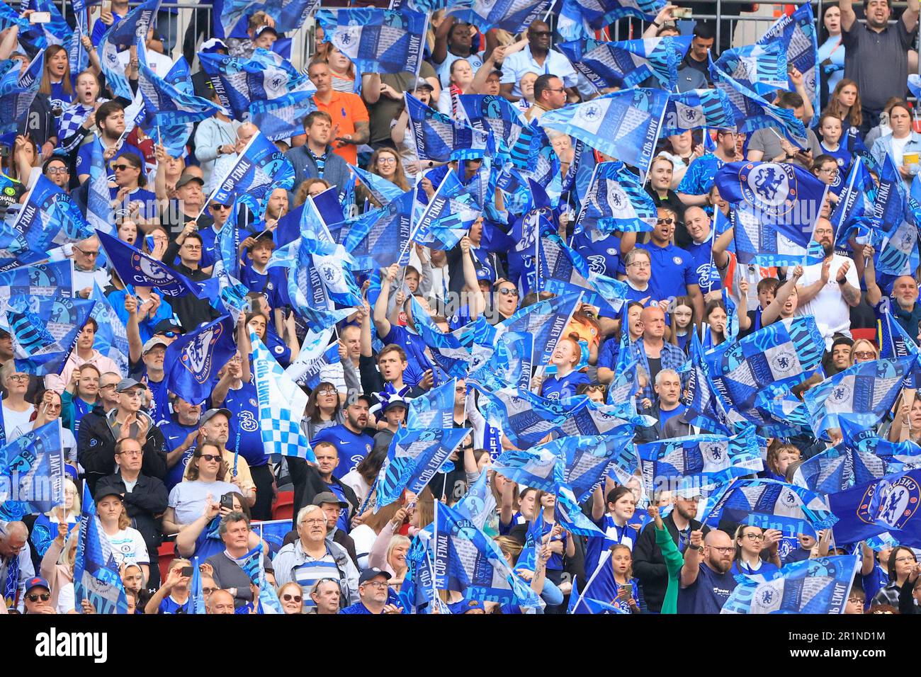 Chelsea fans wave their flags during the Vitality Women's FA Cup Final ...