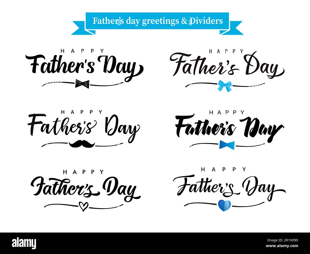 Set of Fathers Day holiday greetings and dividers shape. Happy Father's ...