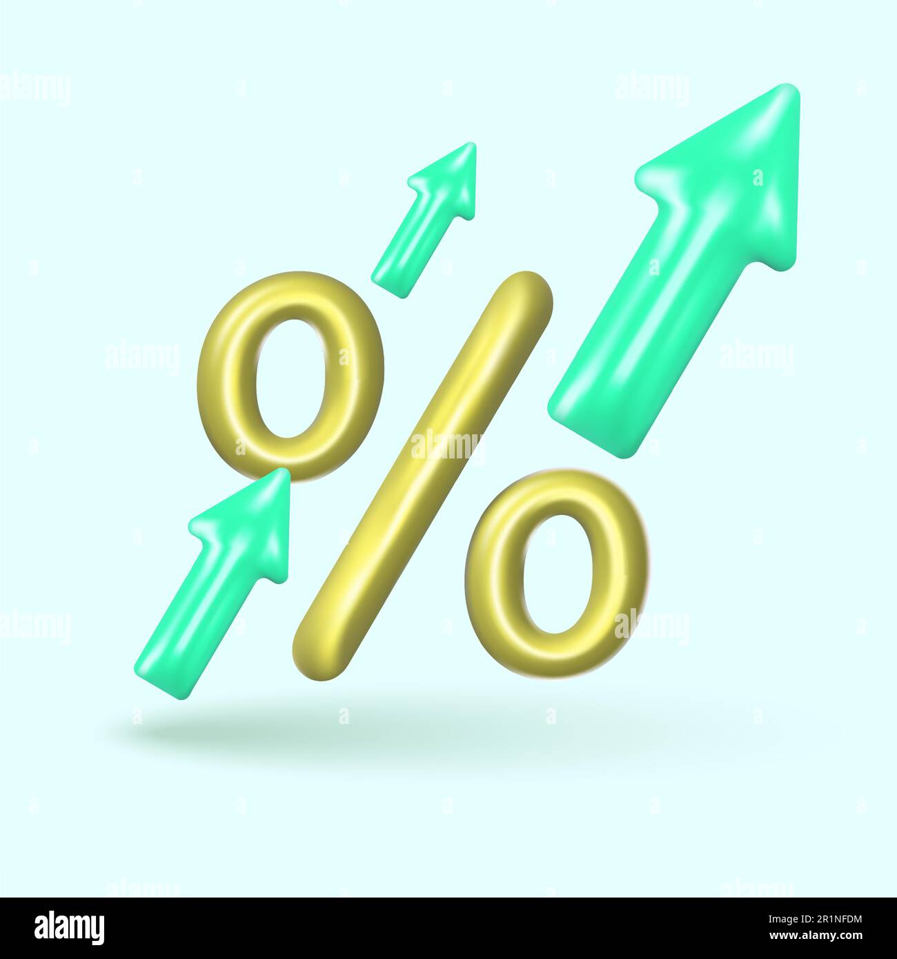 Percent growth up. 3d glossy icon. Increasing percentage sign ...