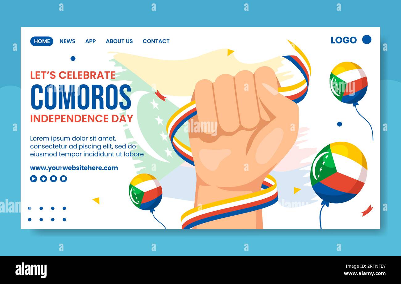 Happy Comoros Independence Day Social Media Landing Page Illustration ...