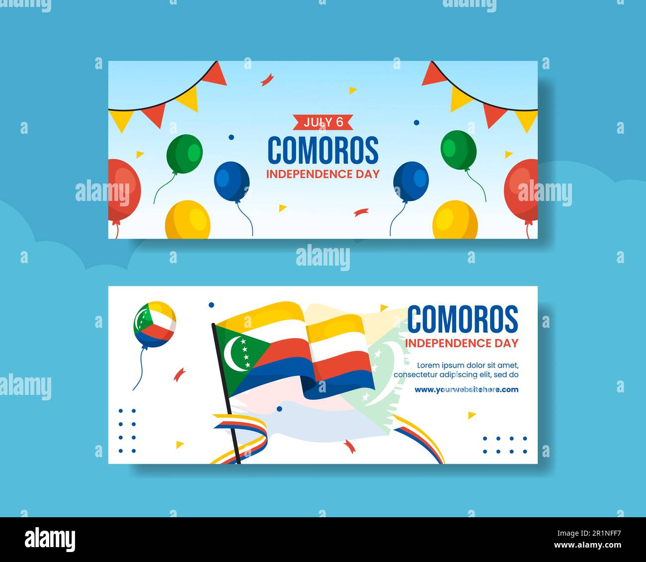 Happy Comoros Independence Day Horizontal Banner IllustrationCartoon ...