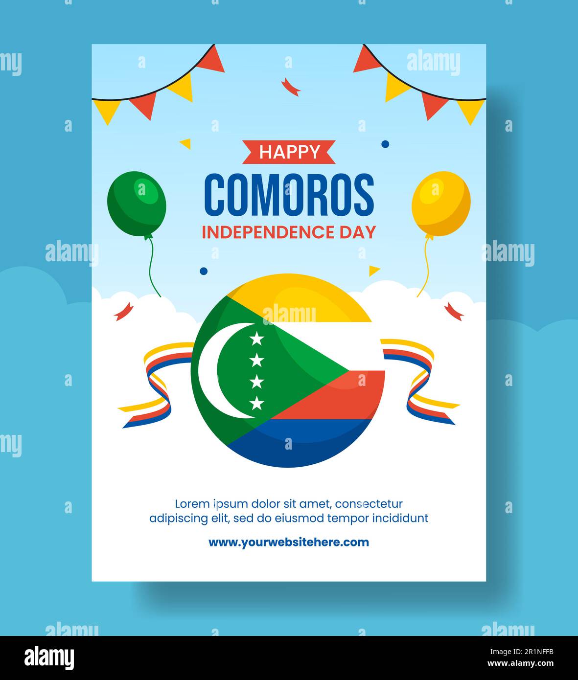 Happy Comoros Independence Day Vertical Poster Illustration Flat ...