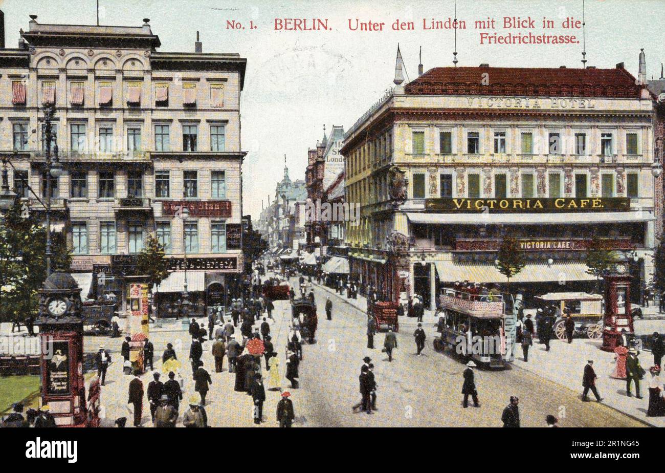Berlin, Unter den Linden overlooking Friedrichstraße, 1911, Germany ...