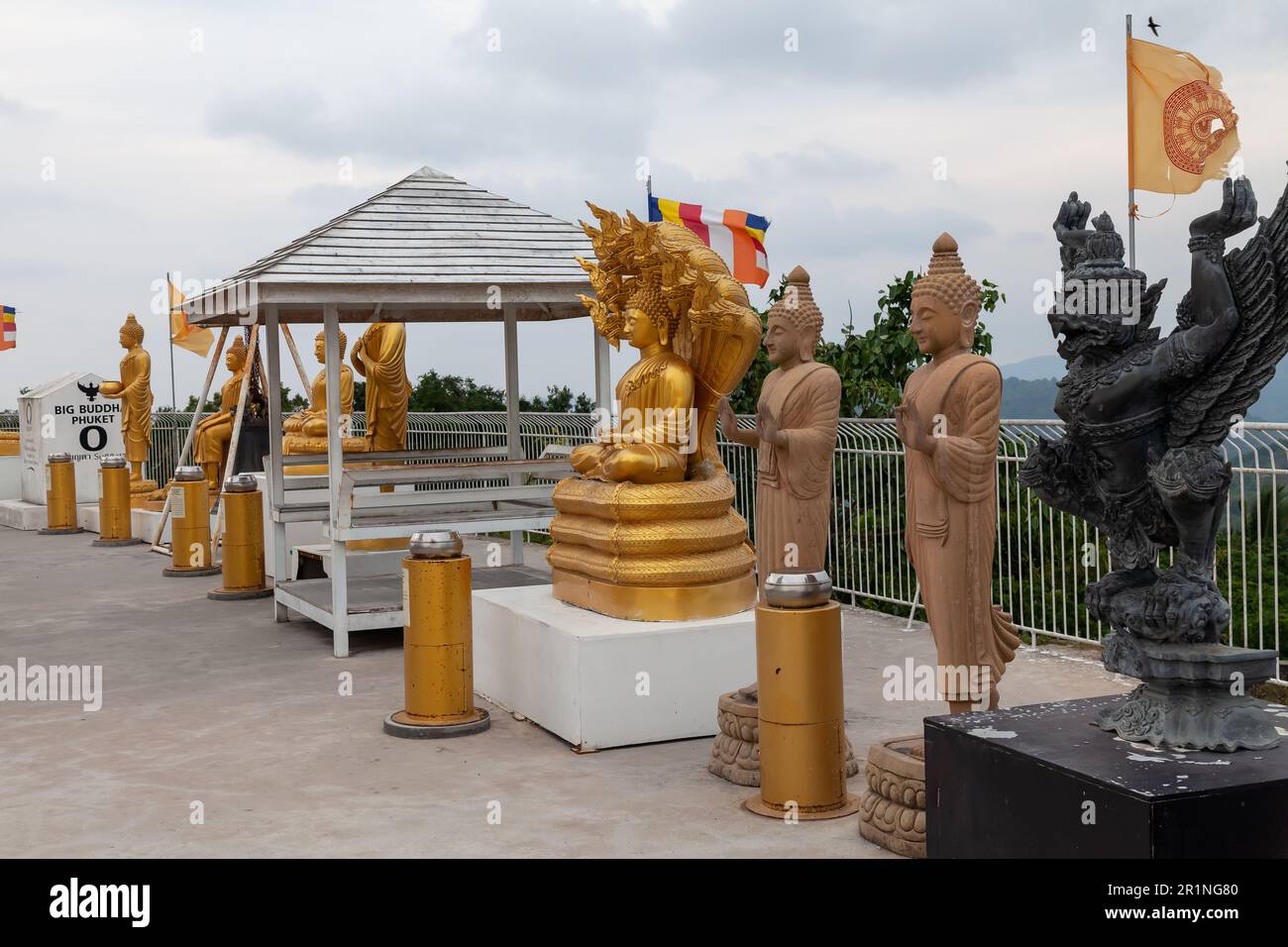 Golden buddha statue with nine snake heads in phuket island in thailand ...