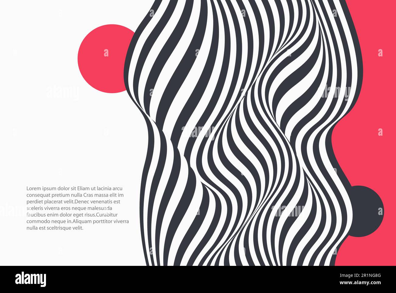 Black and white wavy pattern with optical illusion. Abstract geometric ...