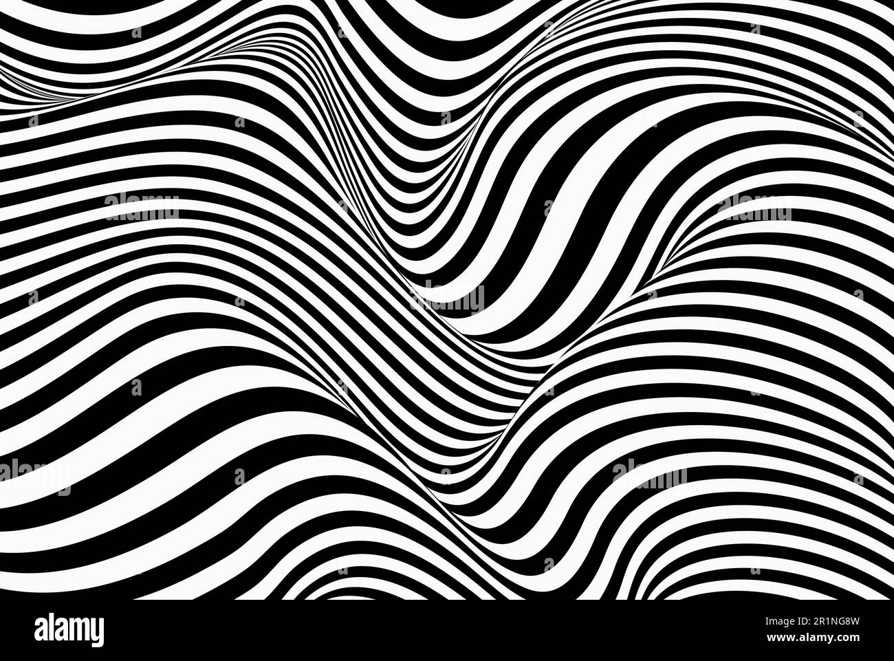 Abstract Pattern With Black And White Wavy Lines Optical Illusion Modern Design Graphic