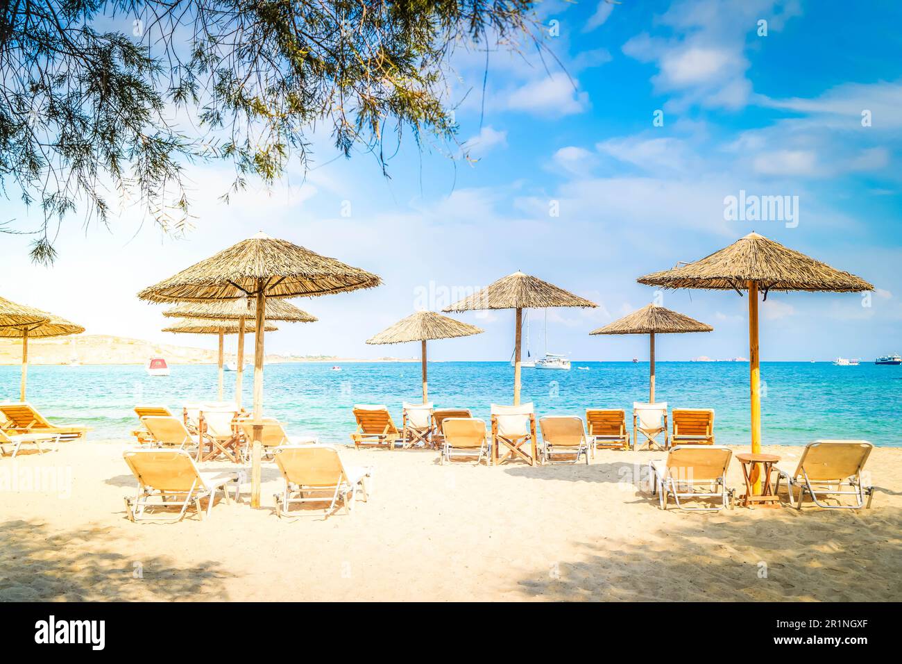 Romantic beach at greek island Stock Photo - Alamy