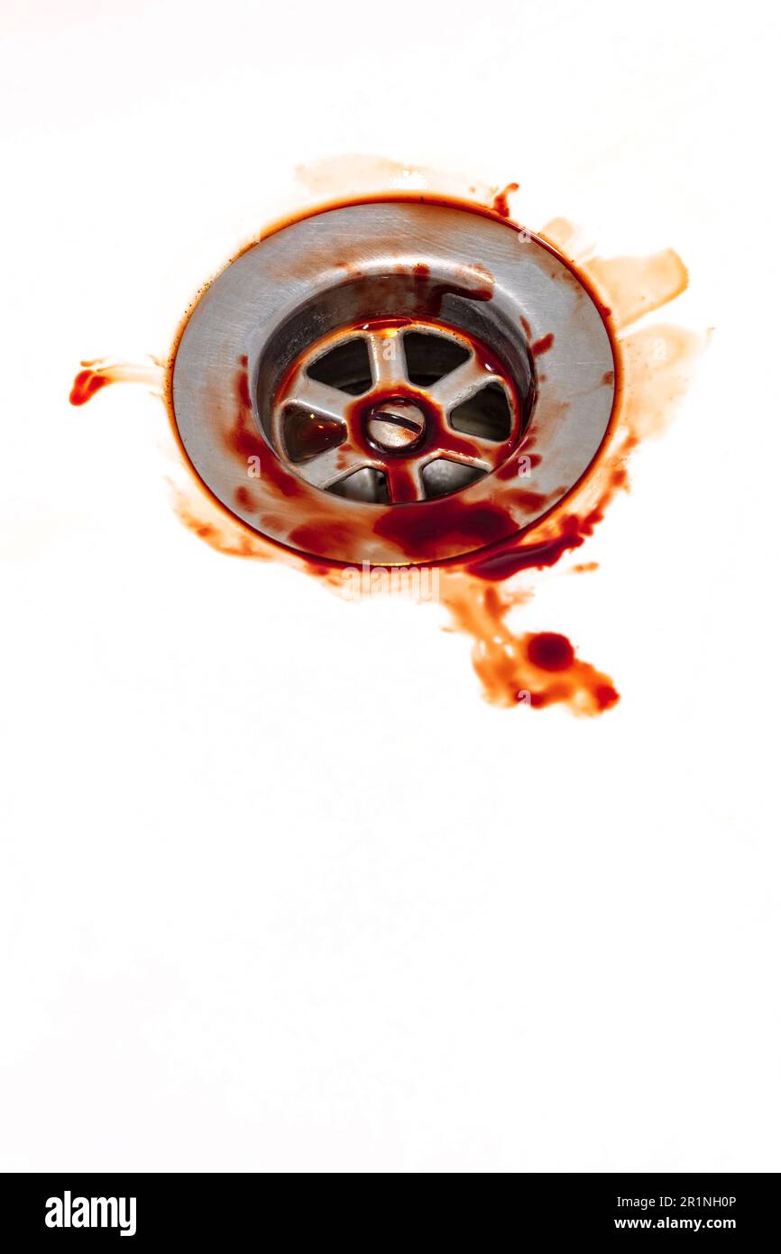blood soaked sink drain background Stock Photo - Alamy