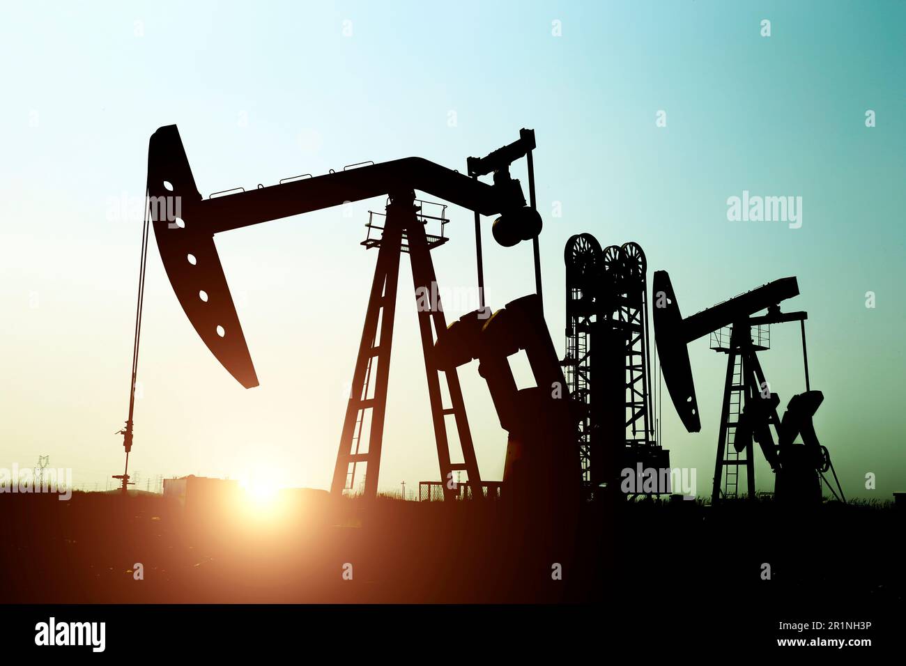 Oil field, oil pump in the work，Industrial equipment Stock Photo - Alamy