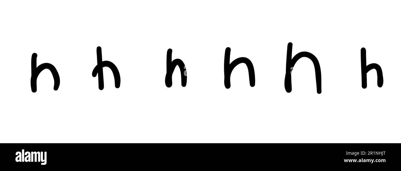 Handwritten black english latin H alphabet letter symbol. Vector ...