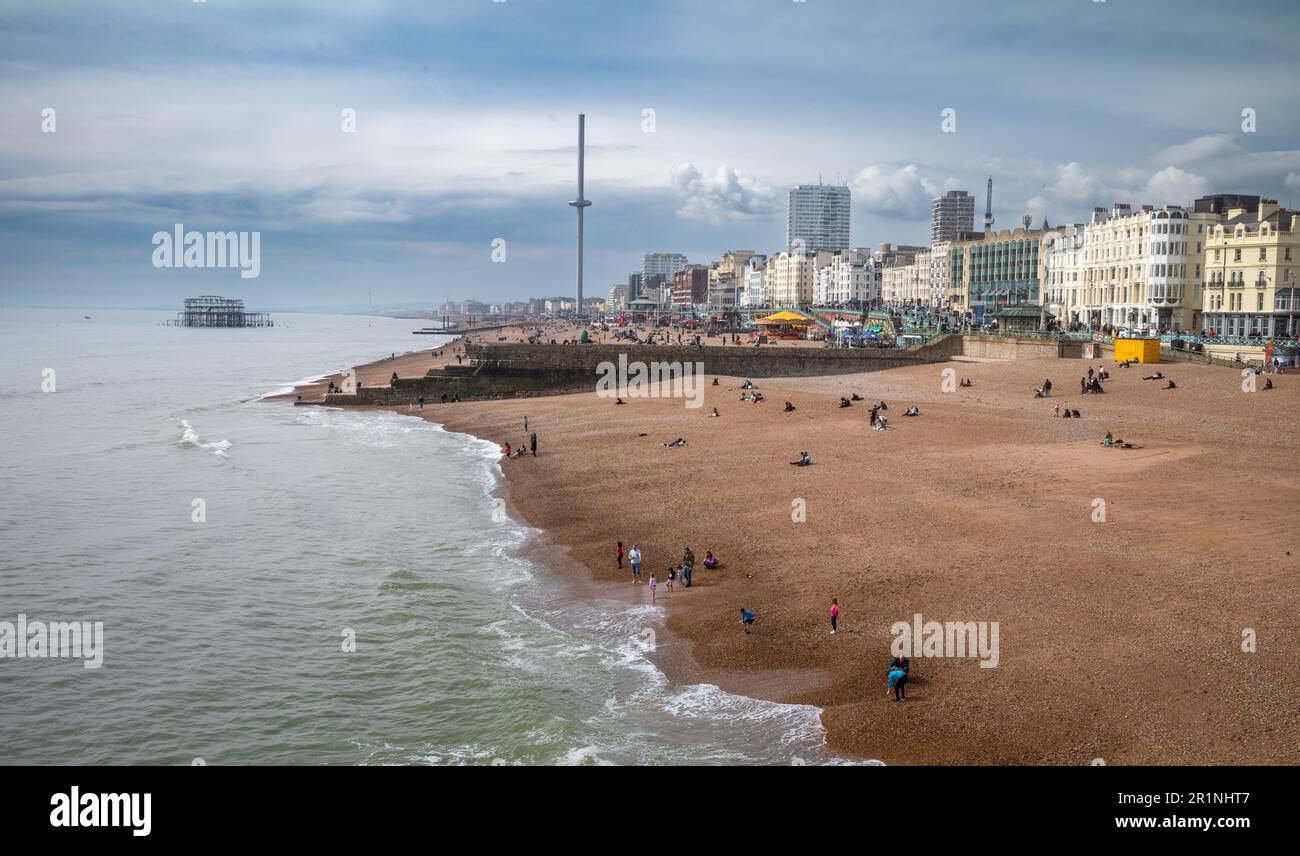 A view along the beach and seafront at Brighton taken from Brighton ...