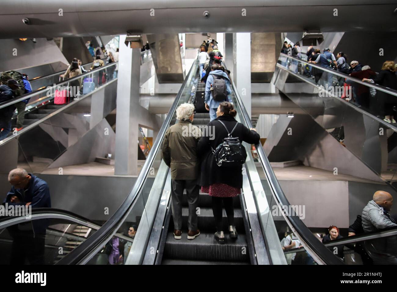 Naples, Italy. 14th May, 2023. The escalators of the Garibaldi station ...