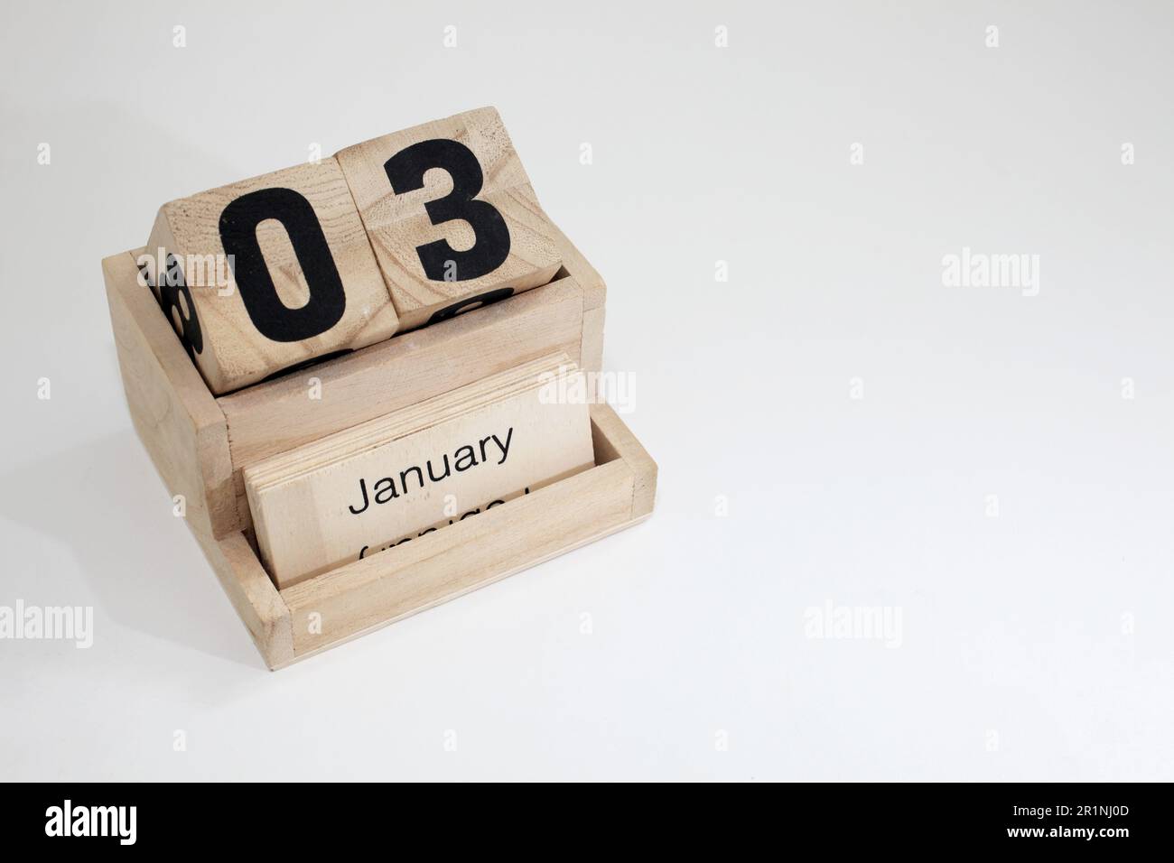 Wooden perpetual calendar blocks for January Stock Photo - Alamy