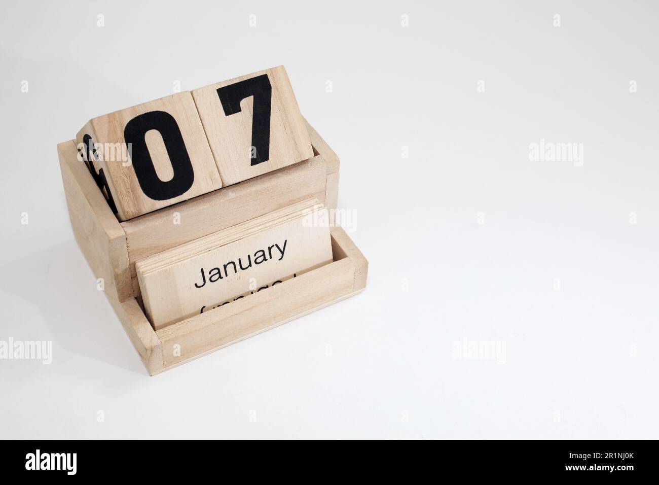 Wooden perpetual calendar blocks for January Stock Photo - Alamy