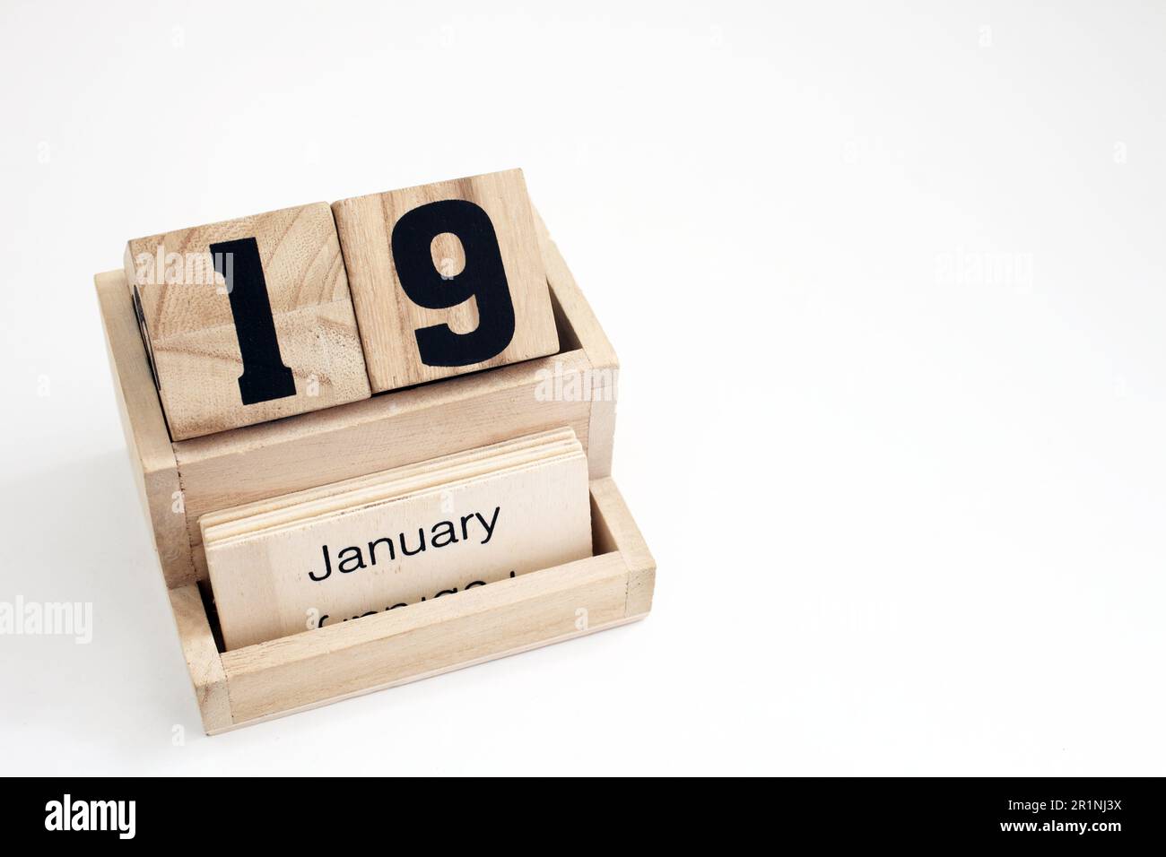 Wooden perpetual calendar blocks for January Stock Photo - Alamy