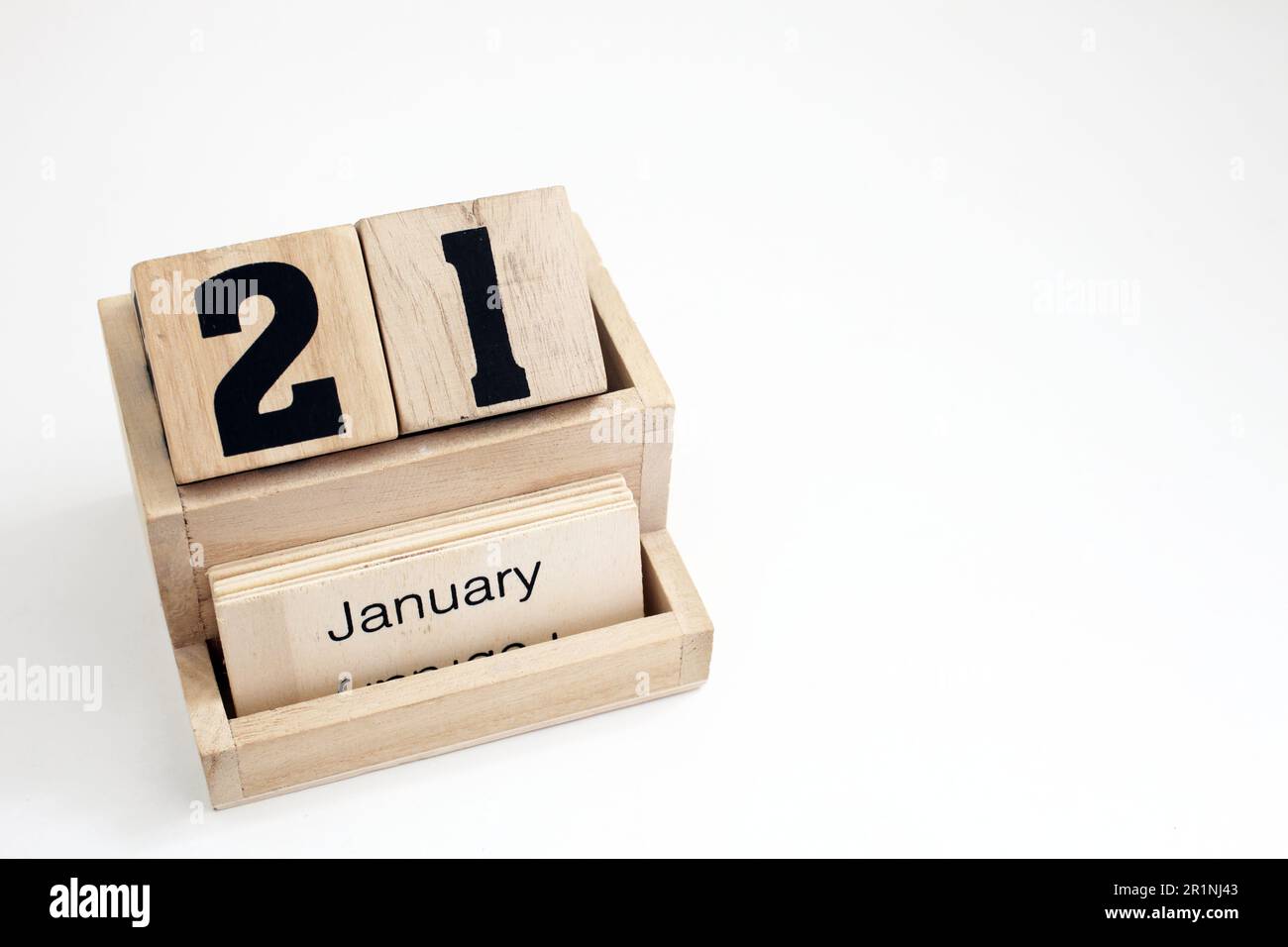 Wooden perpetual calendar blocks for January Stock Photo - Alamy