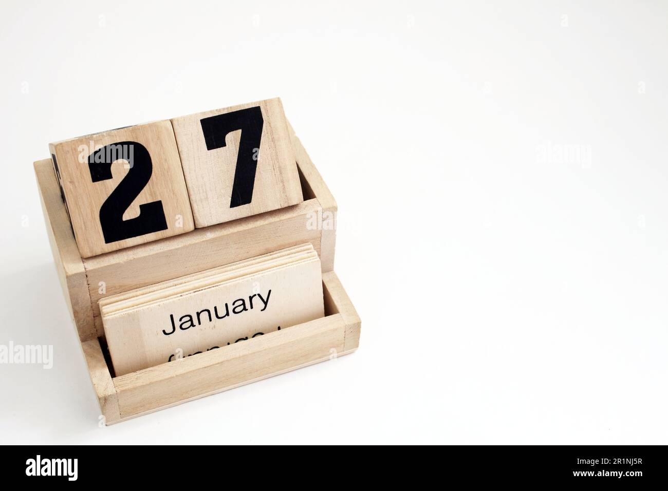 Wooden perpetual calendar blocks for January Stock Photo - Alamy